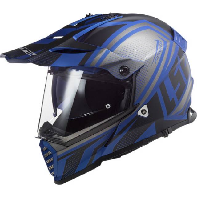 LS2 enduro sisak - MX436 Pioneer Evo - matt fekete/kék - LS2 Helmets ...