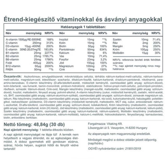 Vitaking Mega1 multivitamin (30) tabletta - Budapest - Egészség, Szépség