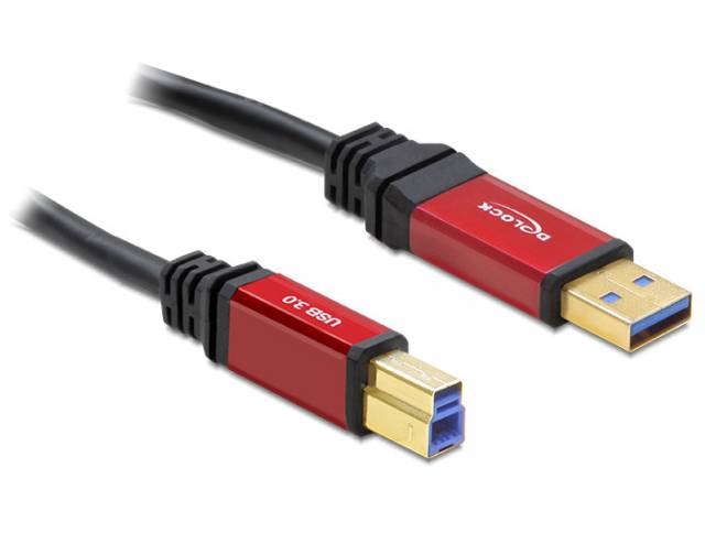Delock Kábel USB 3.0 A típusú dugó > USB 3.0 B típusú dugó 1 m Premium ...