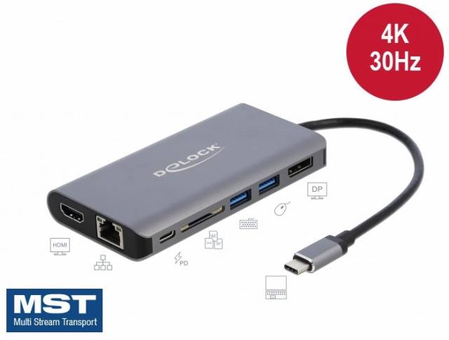 Delock USB Type-C dokkolóállomás 4K - HDMI / DP / USB 3.0 / SD / LAN ...