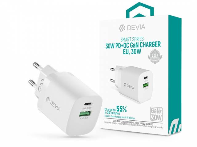 Devia Gan Hálózati Töltő Adapter Usb Type C Bemenettel 30w Devia