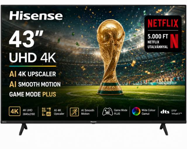 Hisense 50" UHD 4K LED AI Okos TV, 126 cm képátló, 60 Hz, Wifi, HDMI ...