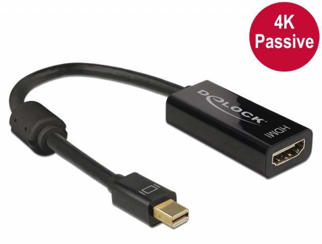 DeLock Adapter mini Displayport 1.2 male > HDMI female 4K Passive Black ...