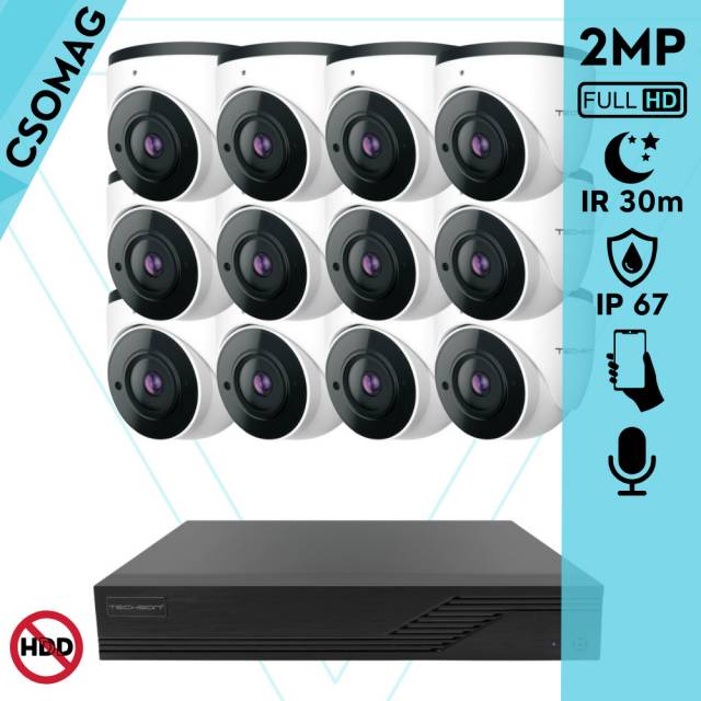 Techson 12 dome kamerás analóg megfigyelőrendszer 2MP NightVision HD ...